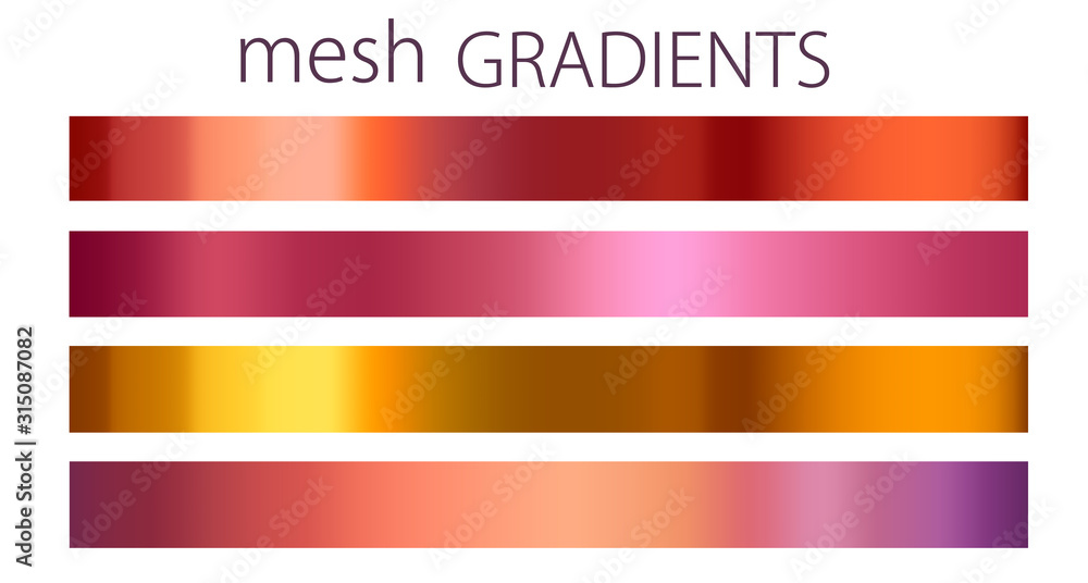 Pink and gold mesh gradients. Sets of mesh gradients. Vector stock ...