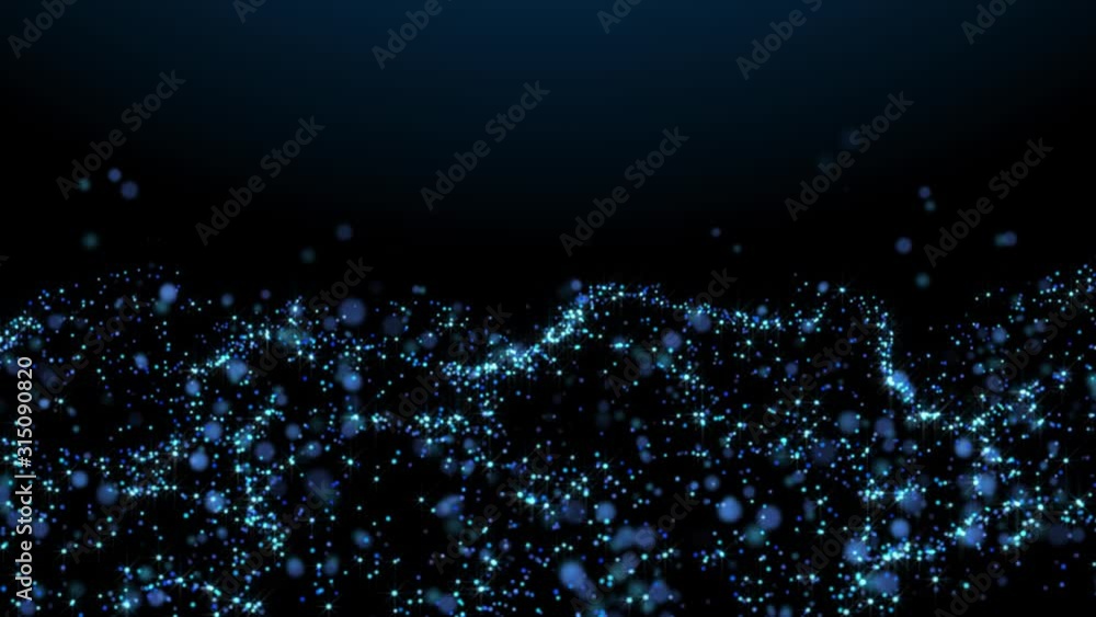 A looped moving background of blue Glittering Particle Wave. 4K. For ...
