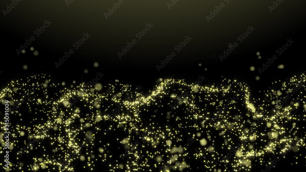 A looped moving background of gold Glittering Particle Wave. 4K. For ...
