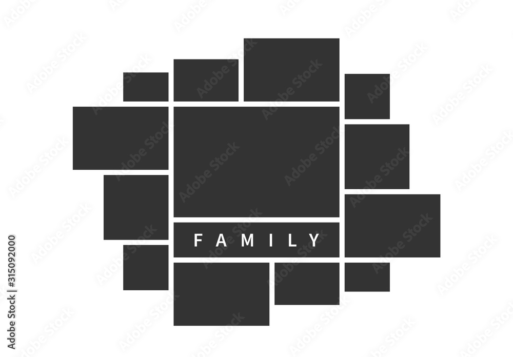Family photo collage frames template for interior design. Vector ...