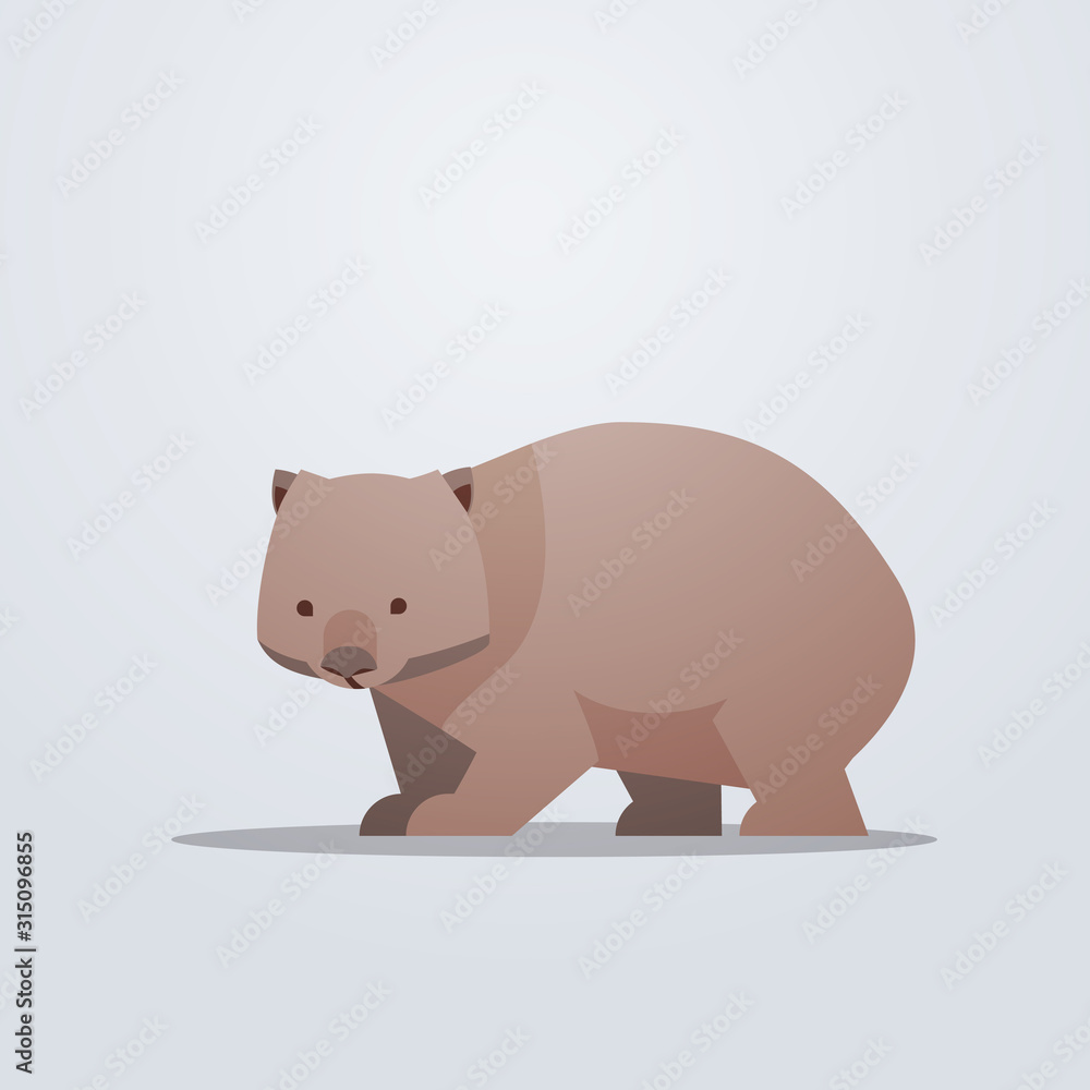 wombat icon cute cartoon wild animal symbol with shadow wildlife ...