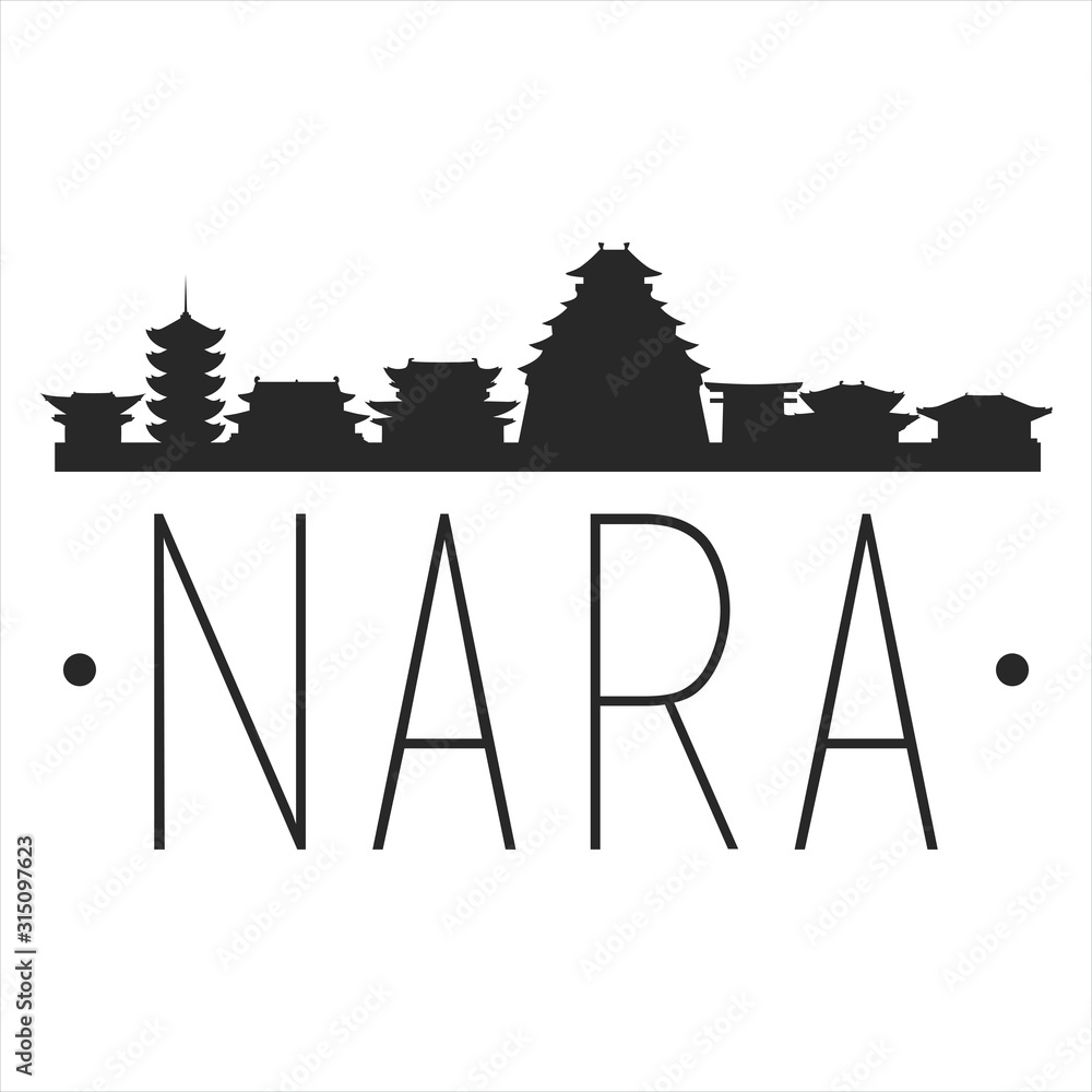 Nara Japan. City Skyline. Silhouette City. Design Vector. Famous ...