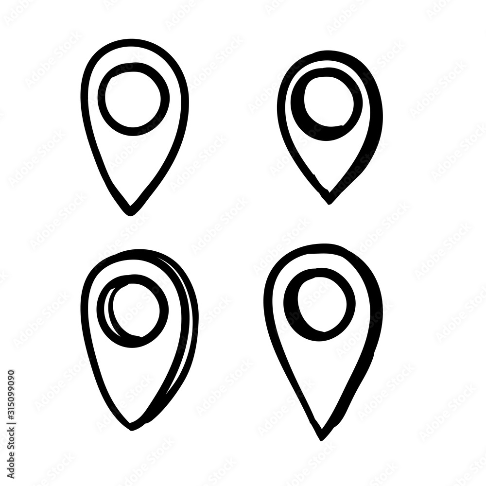 hand drawn Map pins sign location icon doodle isolated Stock Vector ...