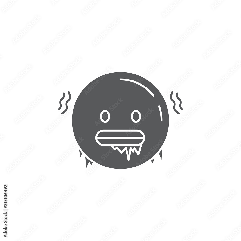 Cold freezing emoticon vector icon symbol emoji isolated on white ...