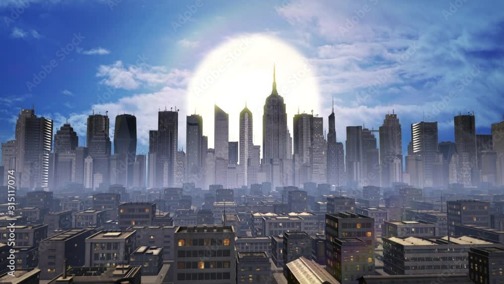 Digital City Daytime Aerial Graphic, This animated city was created in ...