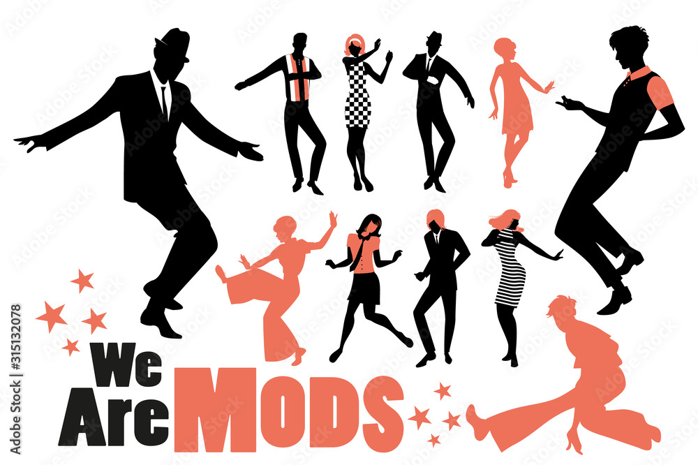 Pop and soul dance clipart collection. Set of mods and northern soul ...