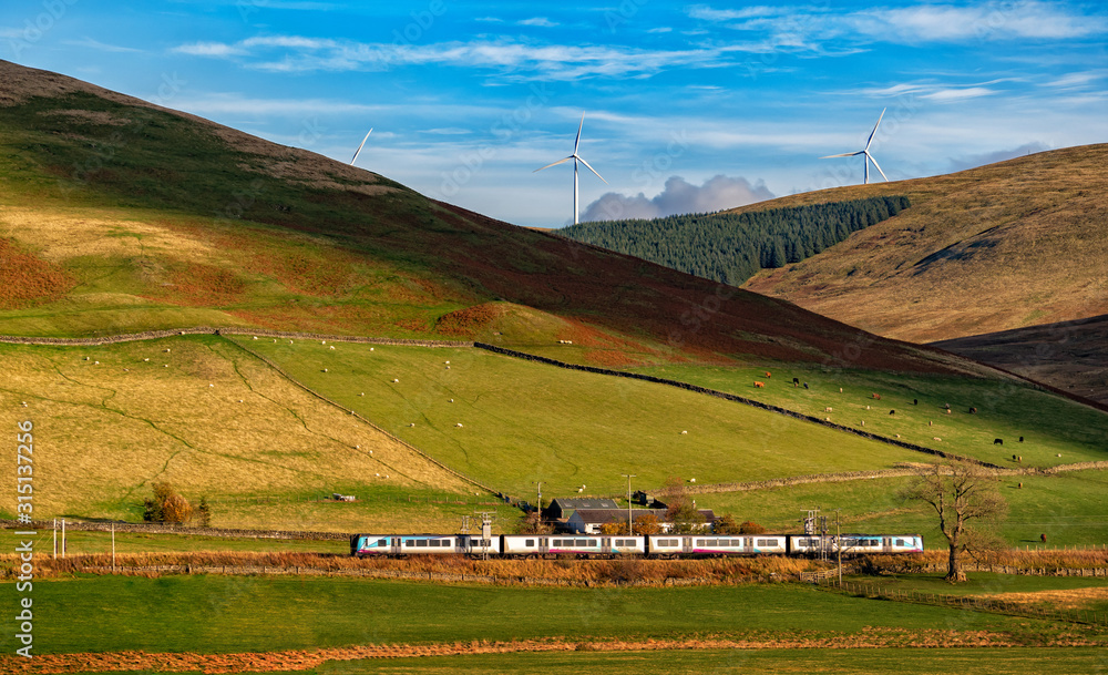 beautiful Landscape ,train A pair of Scotrail passenger trains climbon ...
