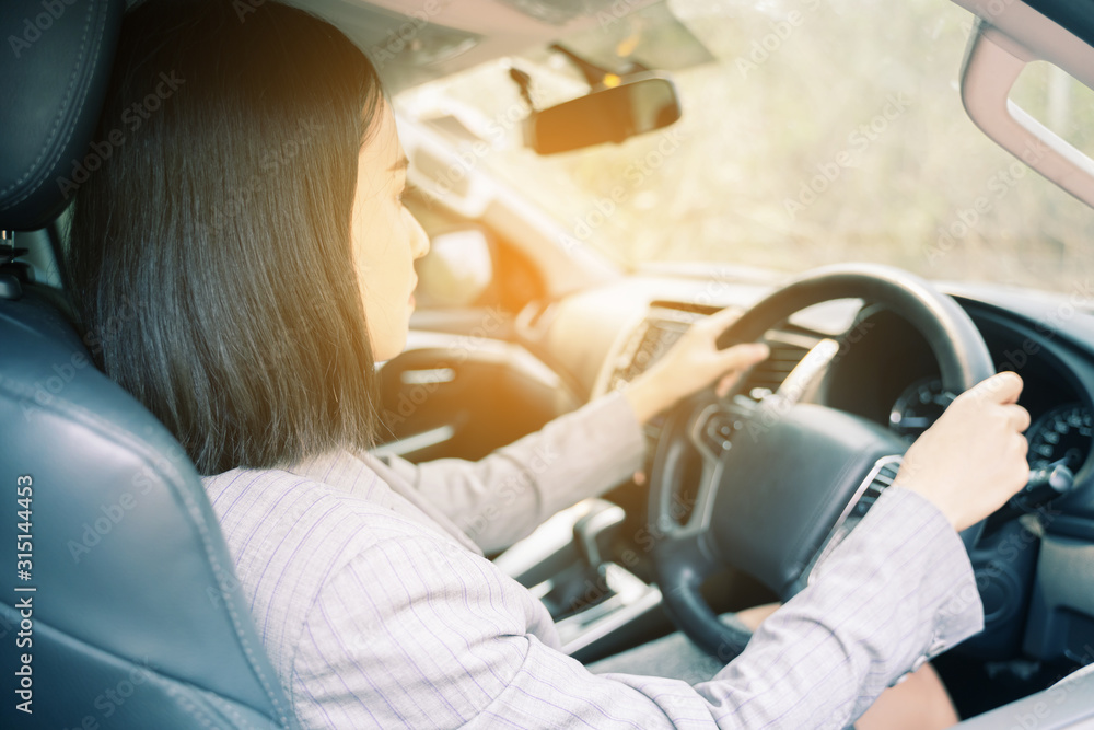 Safety driving concept, Smiling happy young Chinese Thai Asian ...