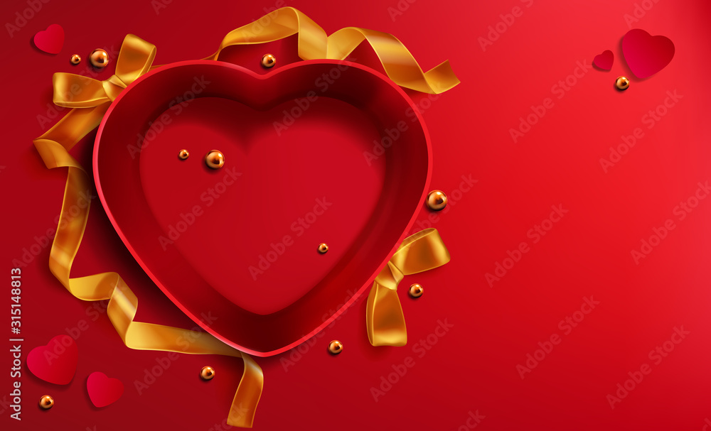 Heart shaped open gift box Stock Vector | Adobe Stock