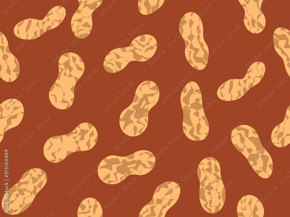 Peanut seamless pattern. Roasted peanuts in shell. Background design ...
