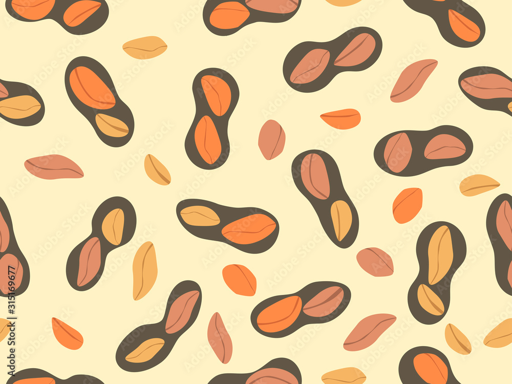 Vetor de Peanut seamless pattern. Roasted peanuts in shell. Background ...
