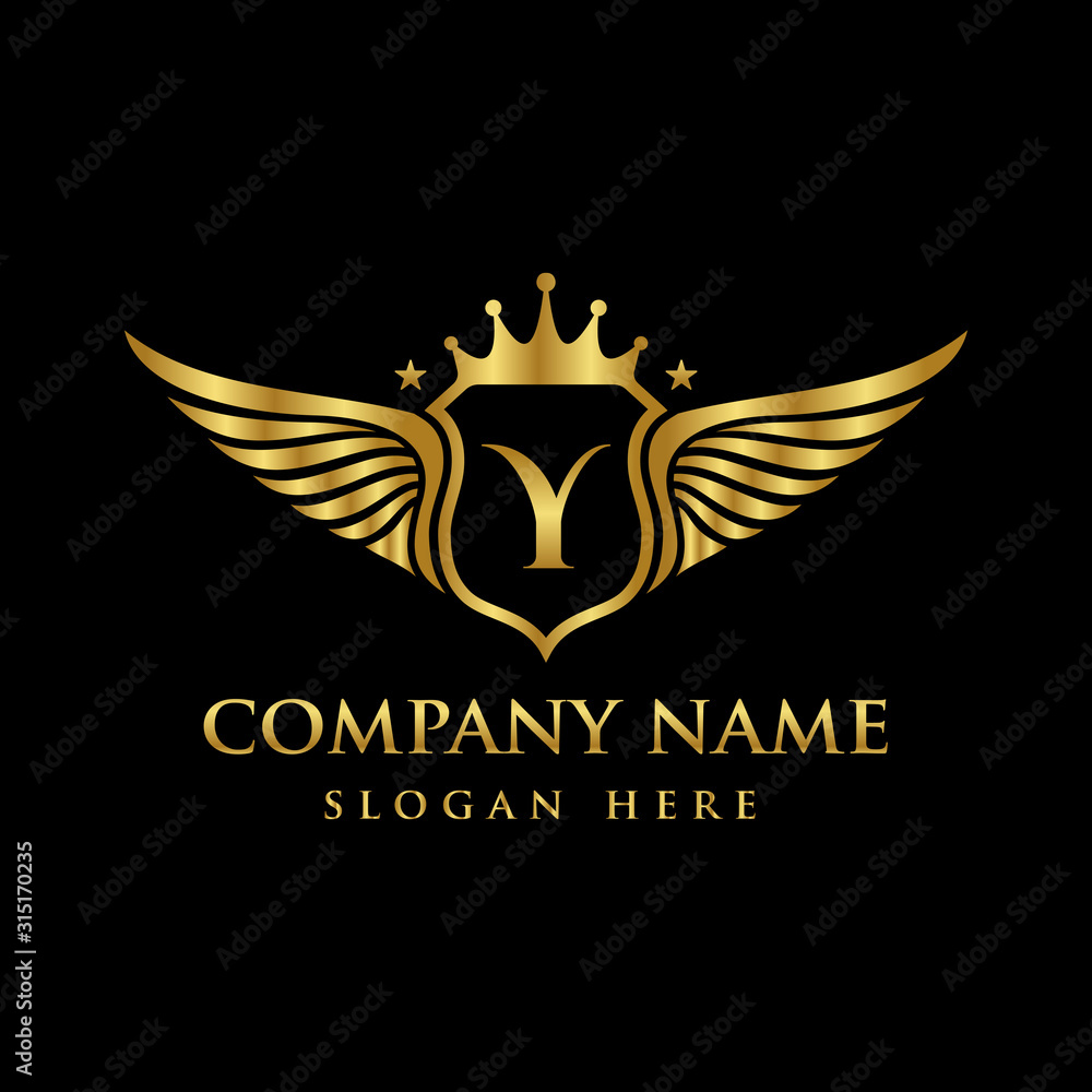 Luxury royal wing Letter Y crest Gold color Logo vector, Victory logo ...