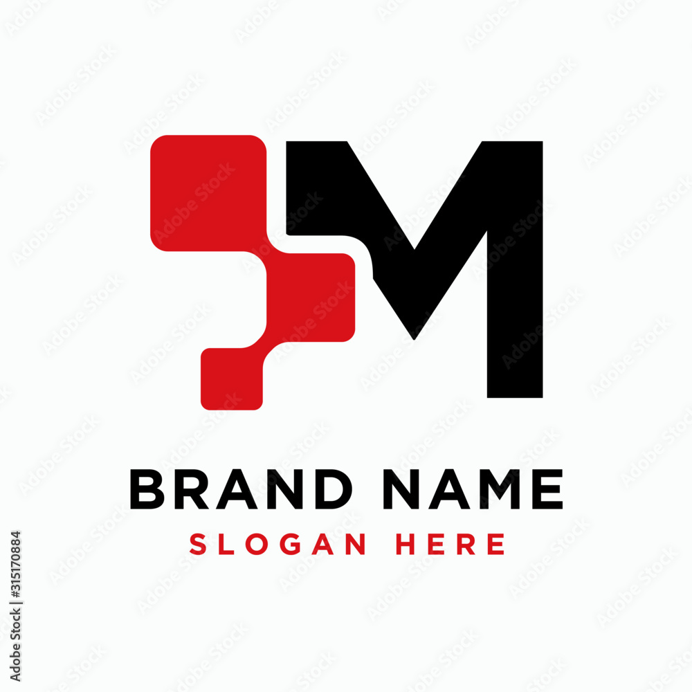 Digital initial letter M logo design template - vector Stock Vector ...