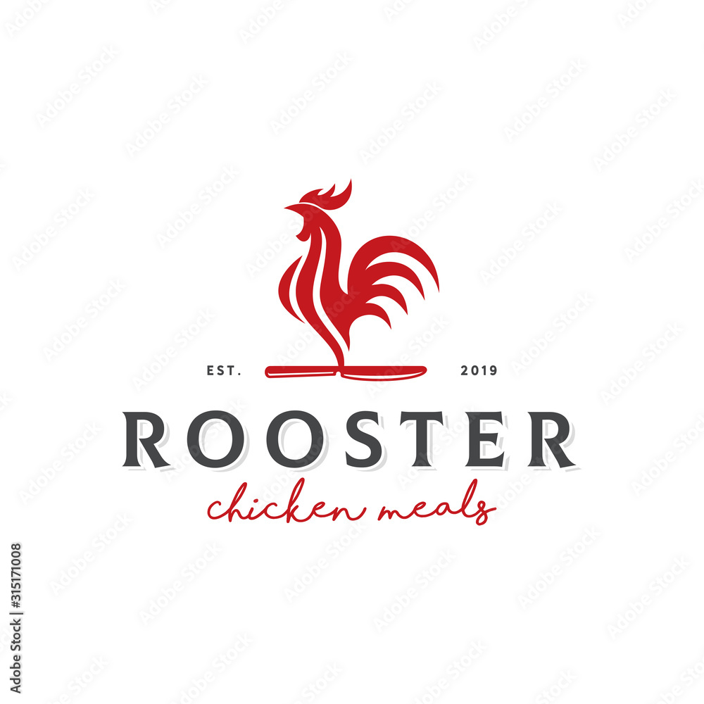 Rooster chicken restaurant logo design template - vector Stock Vector ...