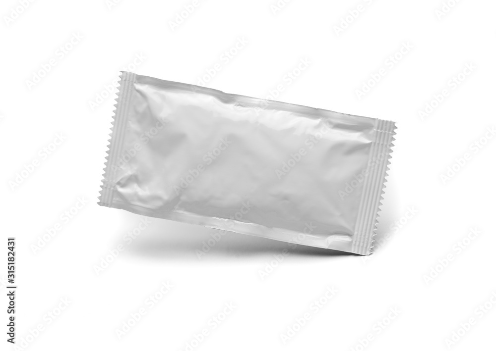 Blank White Condiment Packet Floating Isolated on White Background ...