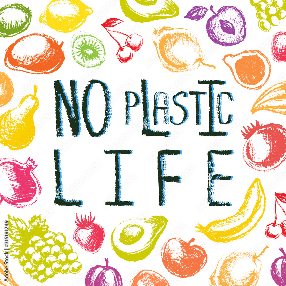 No plastic motivational poster to say NO to plastic bags etc, hand ...