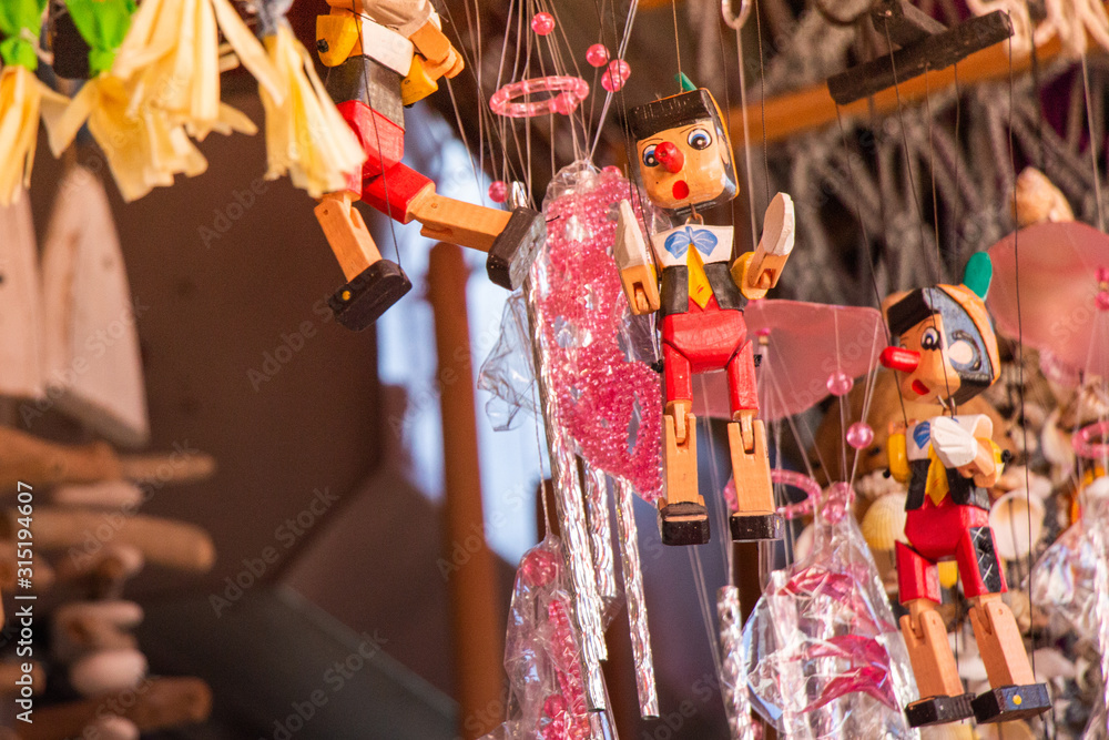 Old Pinocchio wooden doll of fairy tale character Stock Photo | Adobe Stock