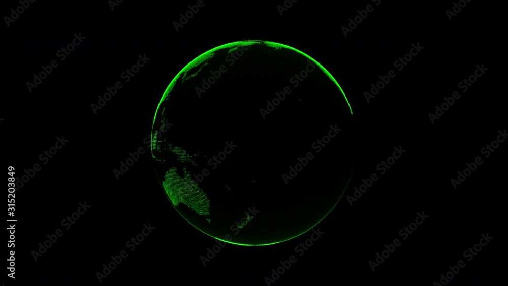 Rotating world globe from particles. HUD. Digital planet Earth ...
