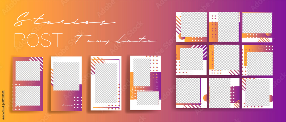 Design backgrounds for social media banner. Set of instagram stories ...