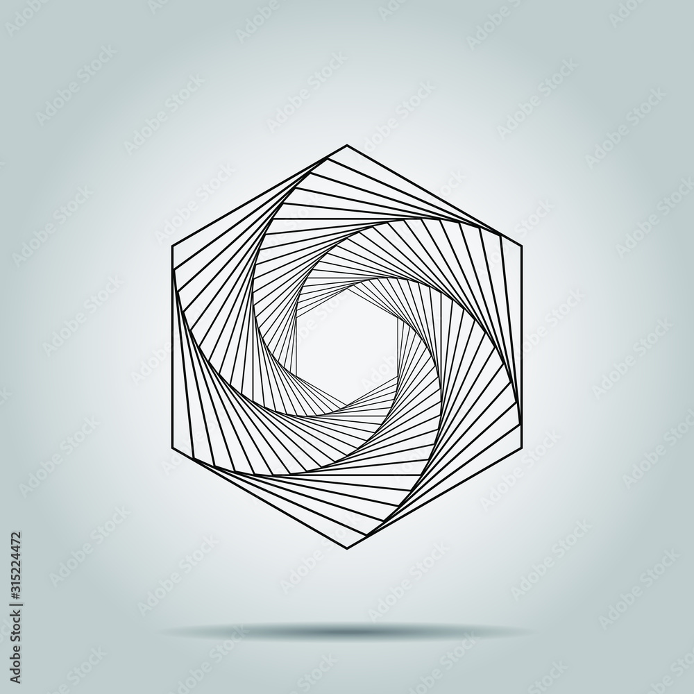 Black vector hexagonal shape. Geometric art. Design element for logo ...