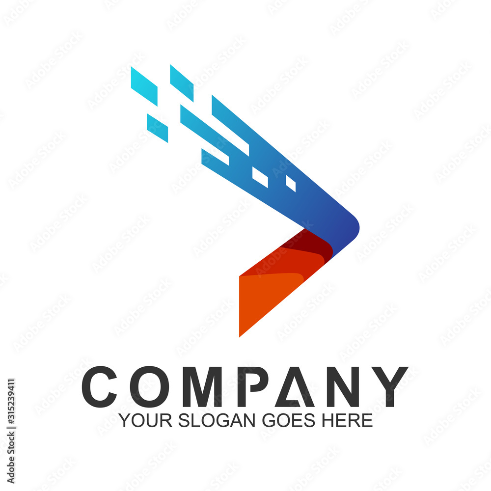 pixel arrow logo, fast motion vector, delivery service icon, speed ...