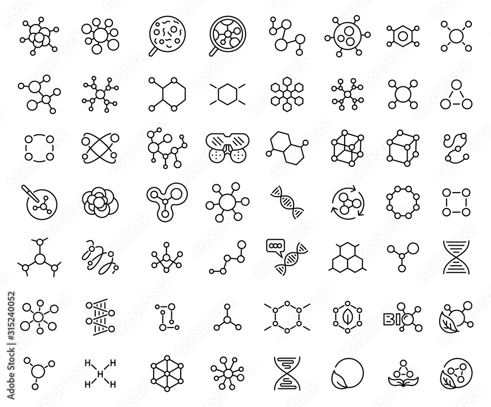 Molecule or formula icon set. The chemical structure. Laboratory ...
