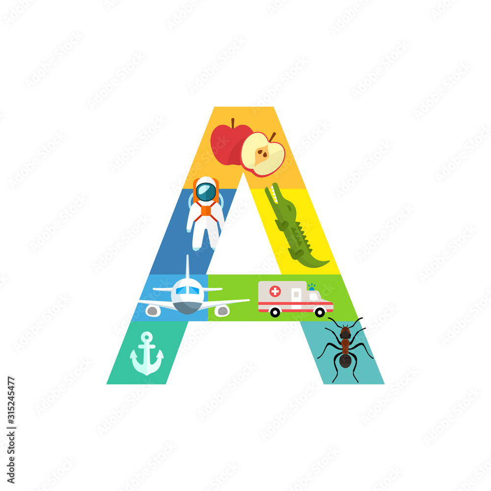 Letter A learning poster for kids. Alphabet for preschool education ...