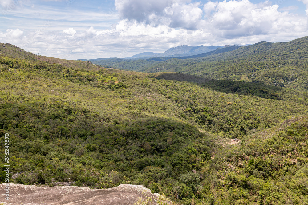 Typical rock formation and sloping landscape in Minas Gerais in Brazil ...