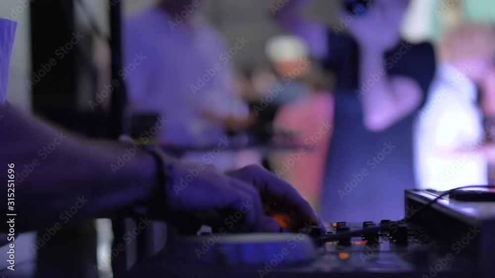 Slow Motion of a DJ Mixing and Dancing at a Party in a Night Club Stock ...