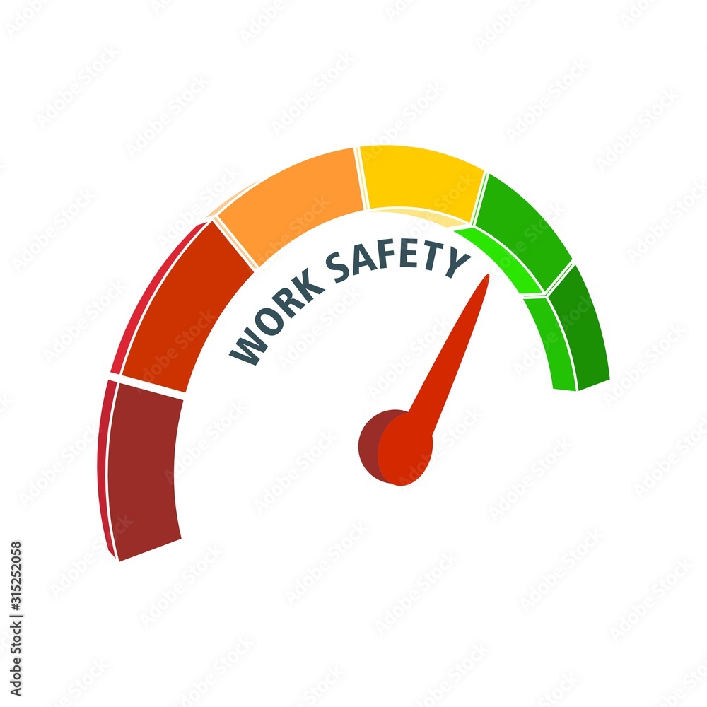 Work safety level scale with arrow. The measuring device icon. Sign ...