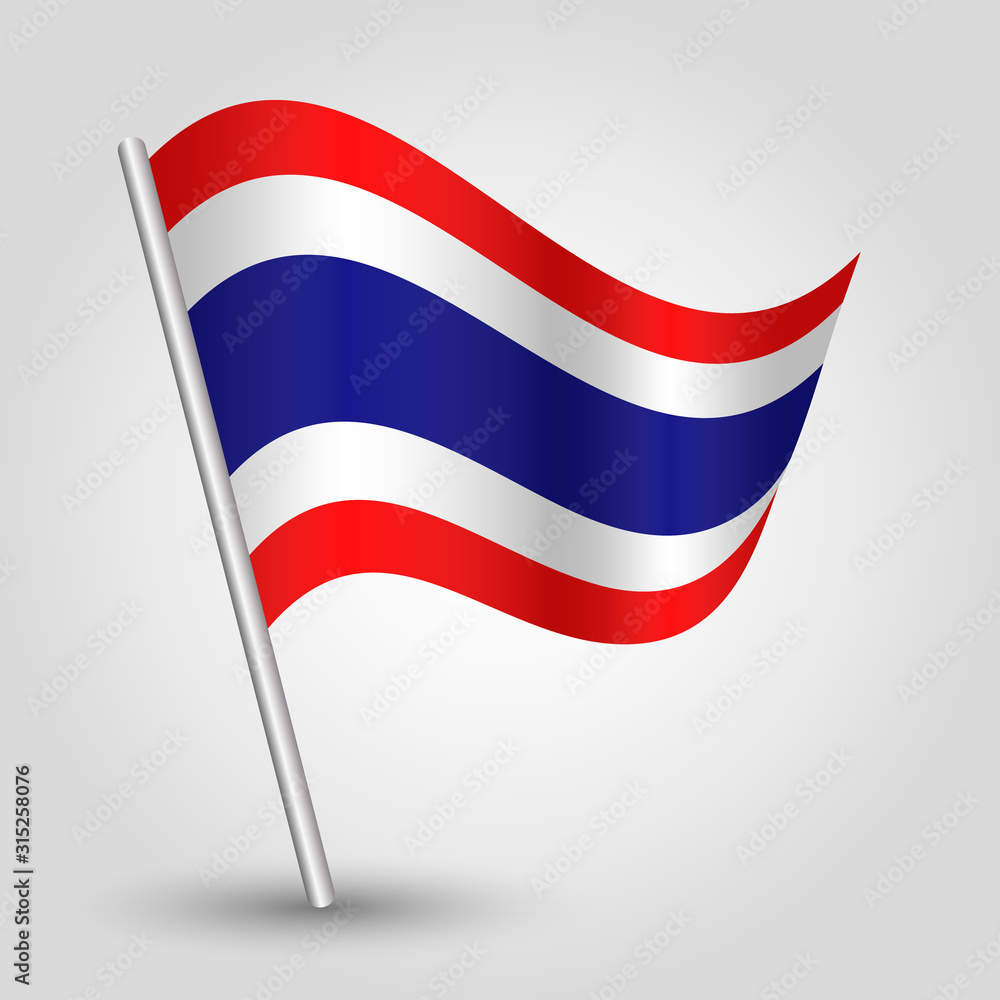 vector waving simple triangle thai flag on pole - national symbol of ...