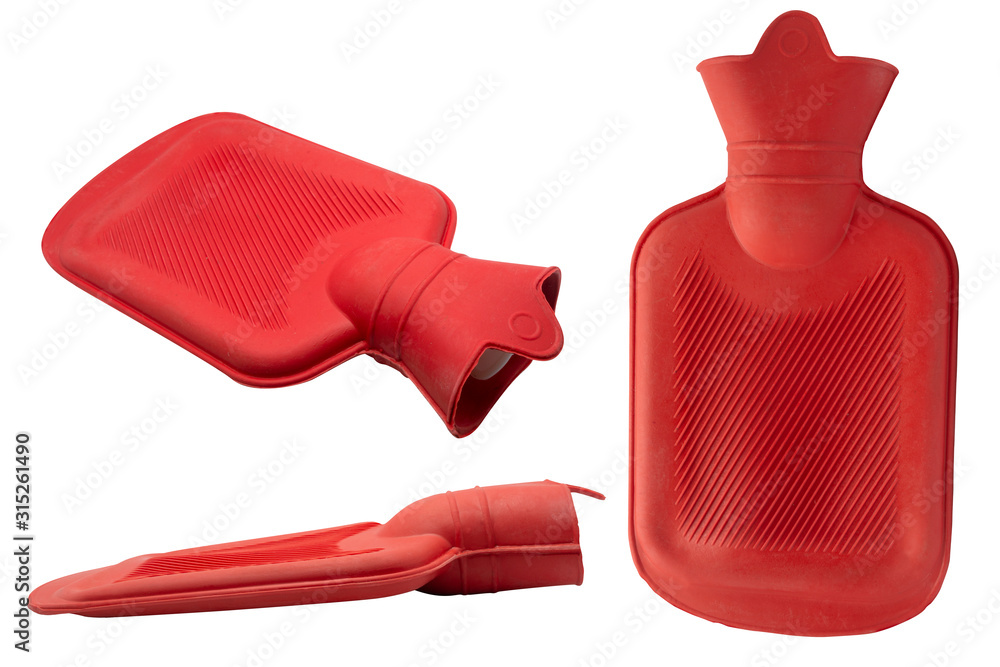 Red hot water bottle on a white background,with clipping path,Hot water ...