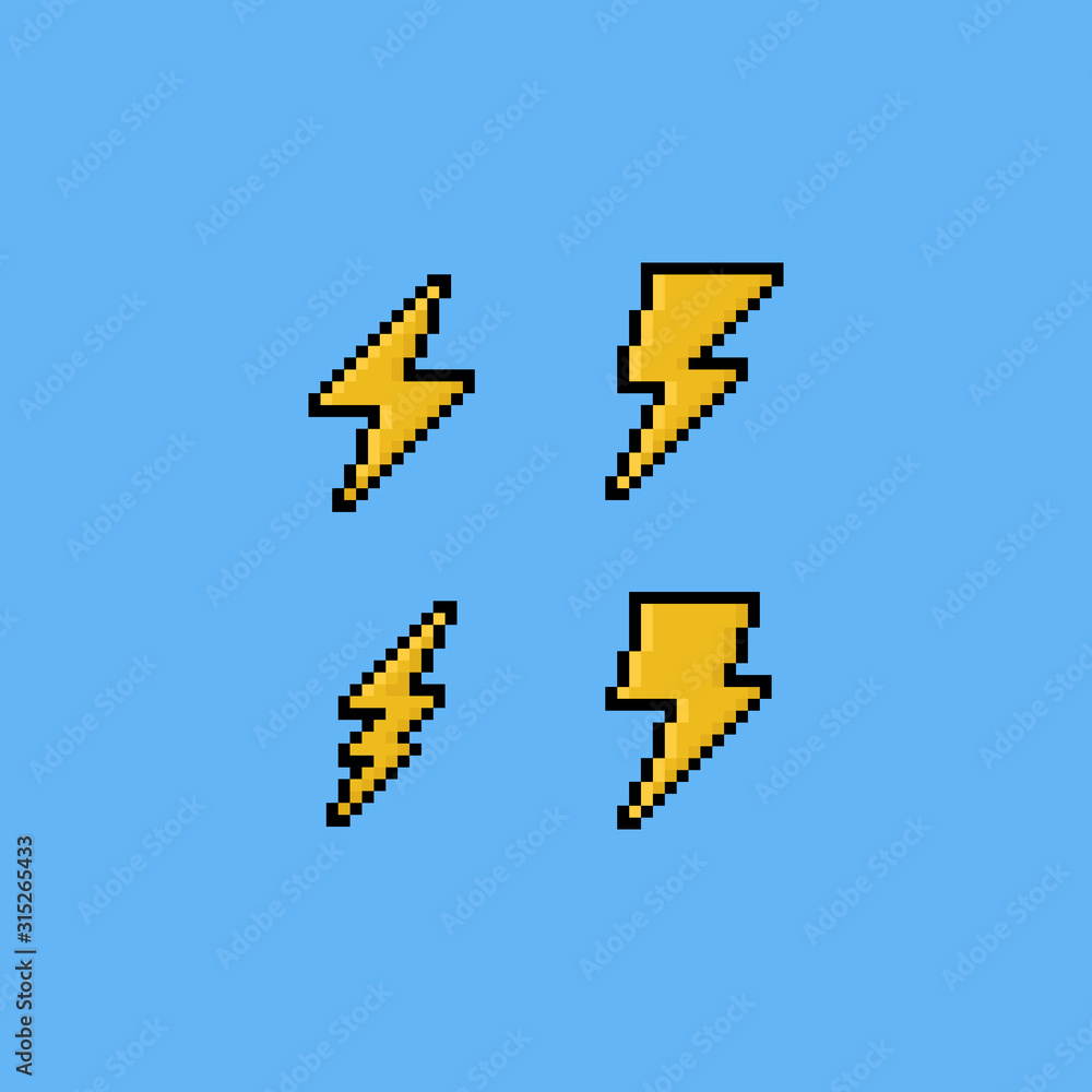 Pixel art thunder icon set. Stock Vector | Adobe Stock