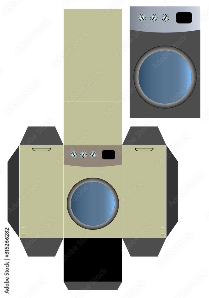 Washing Machine Paper Model for Cut and Glue Stock Vector | Adobe Stock