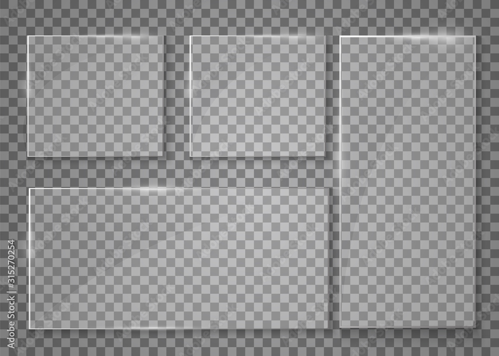 Reflective glass banner. Glitter rectangle reflection of 3d texture ...