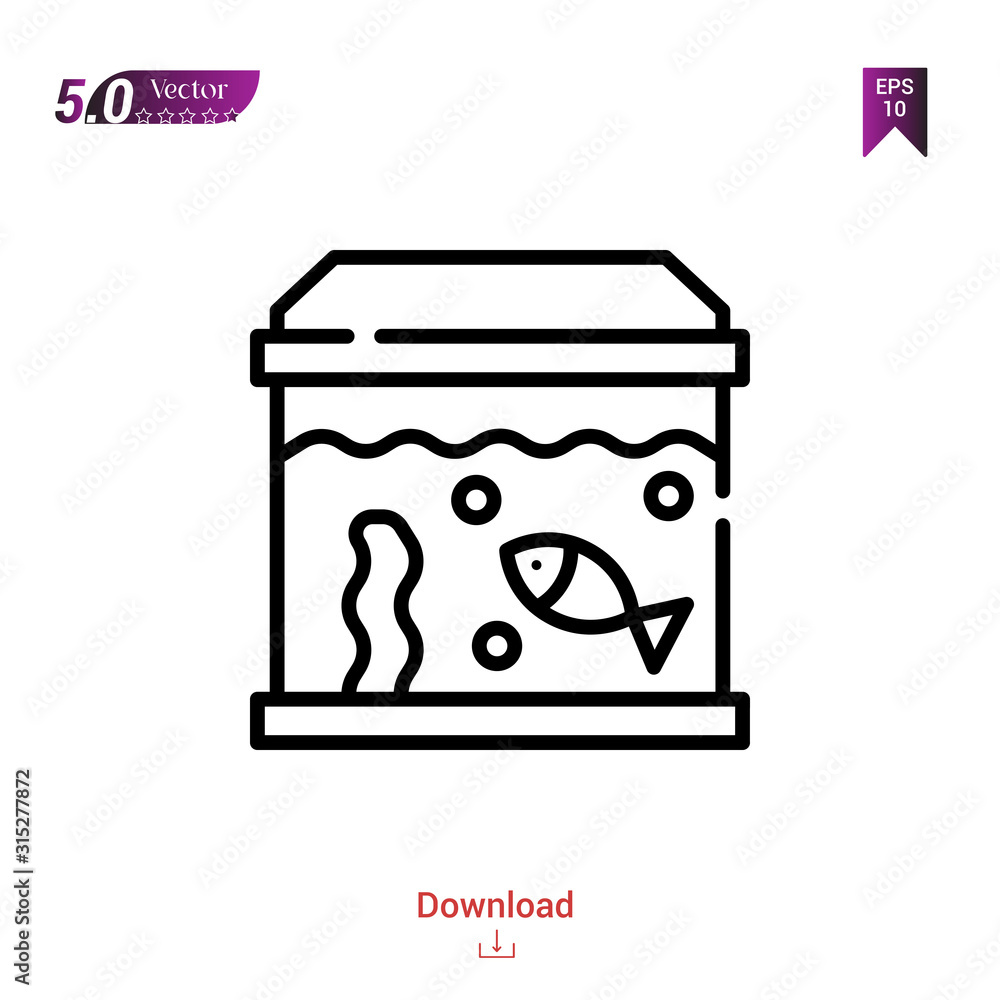 Outline fish-tank icon. fish-tank icon vector isolated on white ...