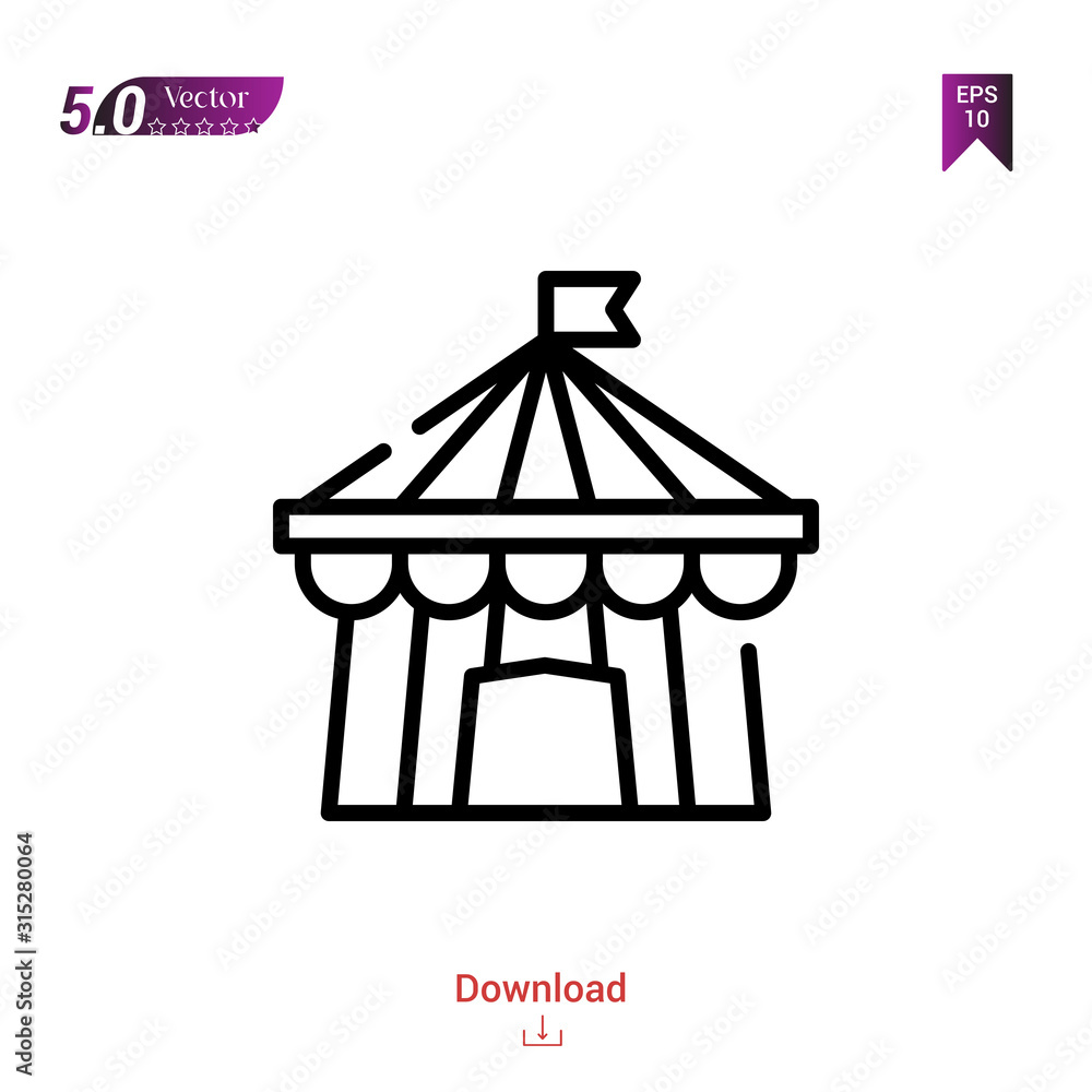 Outline circus icon. circus icon vector isolated on white background ...