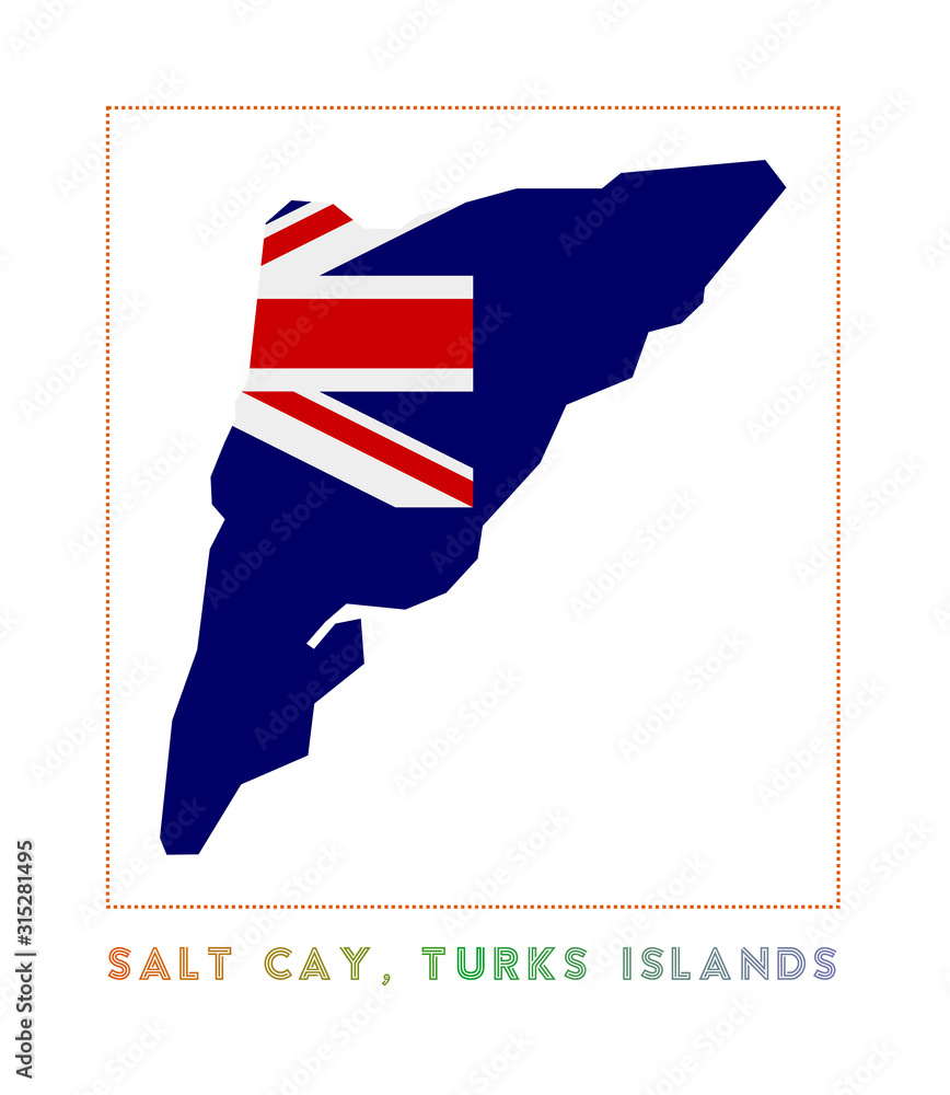 Salt Cay, Turks Islands Logo. Map of Salt Cay, Turks Islands with ...