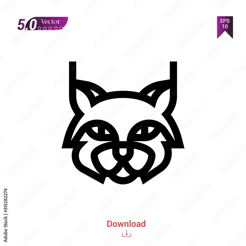 Outline lynx head icon. lynx head icon vector isolated on white ...