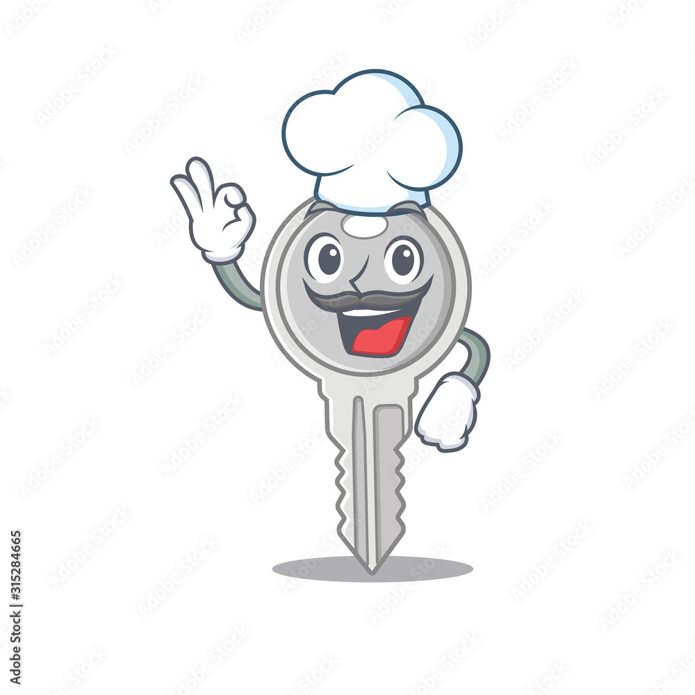 Key cartoon character wearing costume of chef and white hat Stock ...