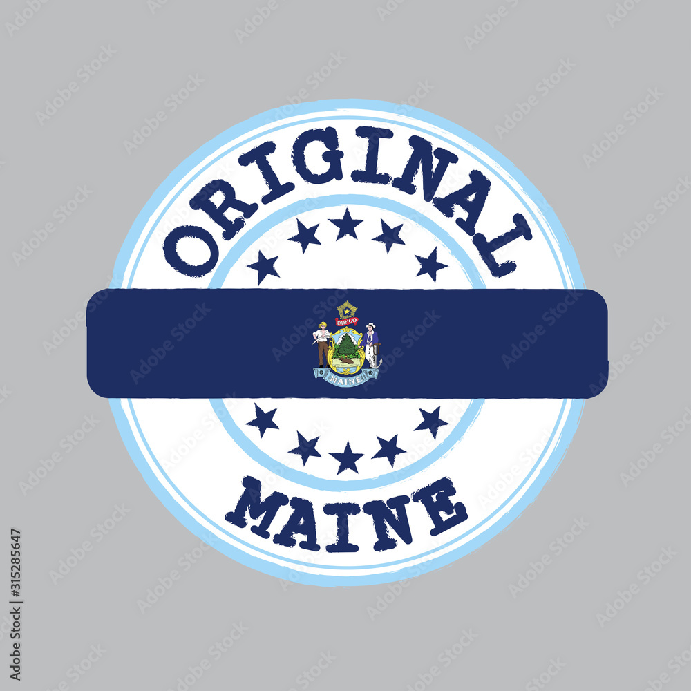 Vector Stamp of Original logo and Tying in the middle with Maine flag ...