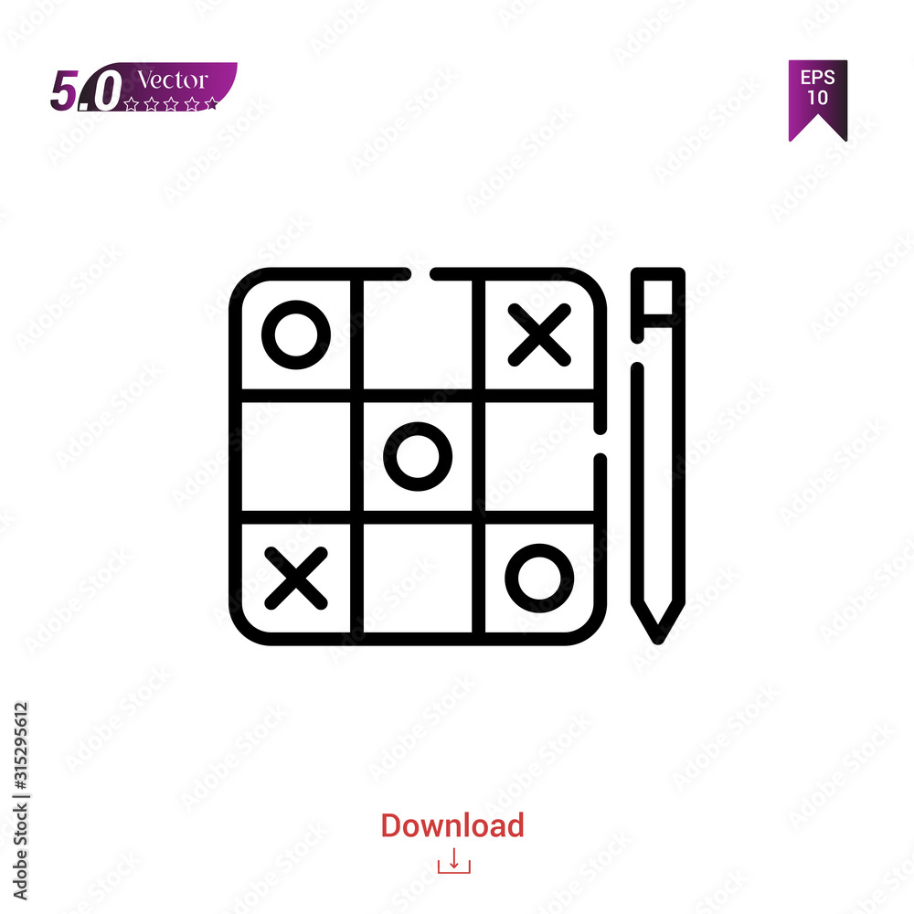 Outline tic-tac-toe icon vector isolated on white background. Graphic ...