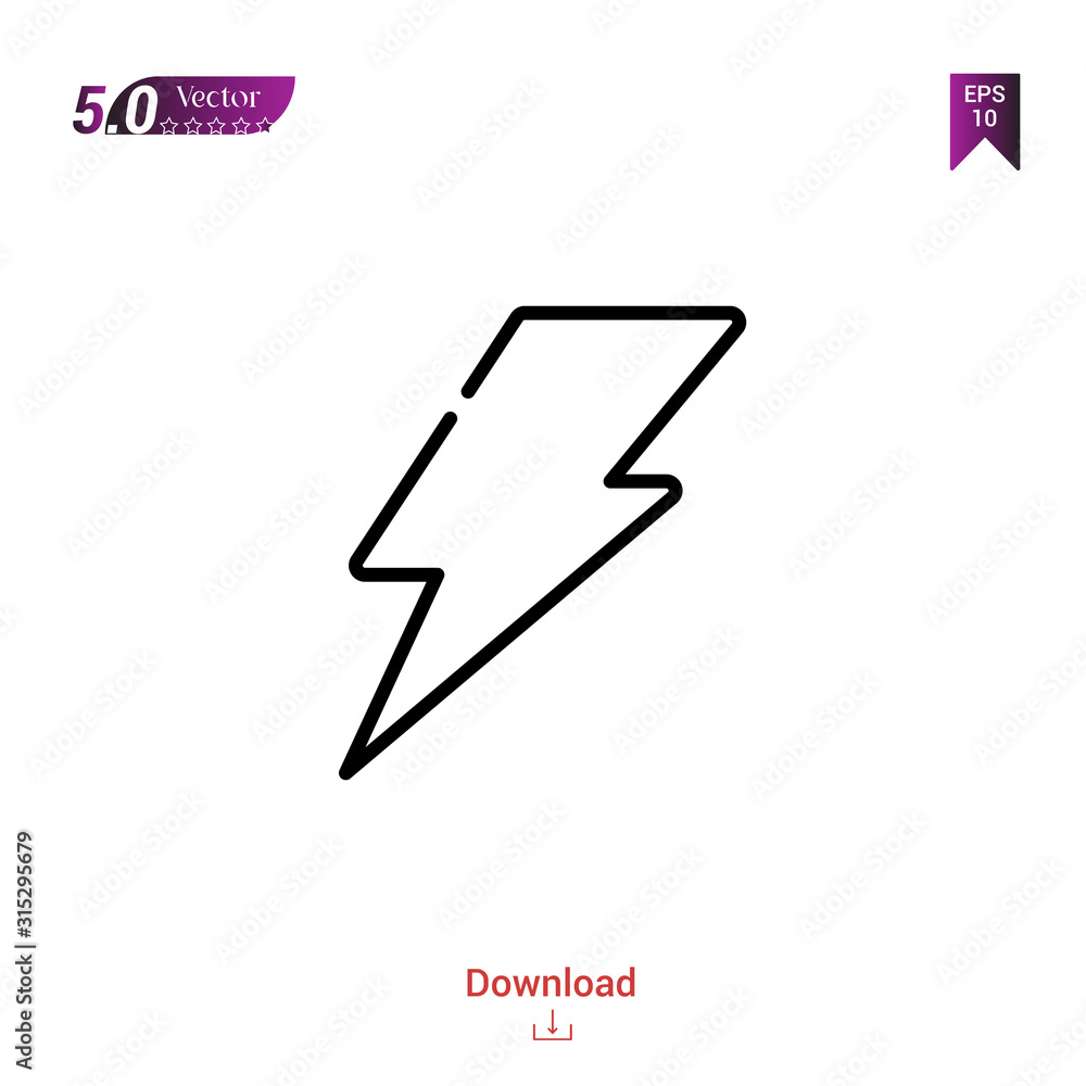 Outline thunder icon. thunder icon vector isolated on white background ...