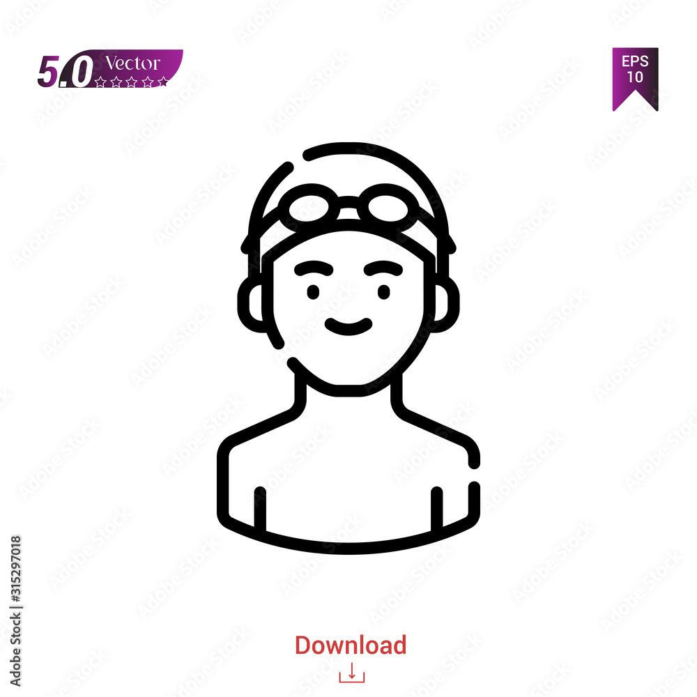 Outline swimmer icon. swimmer icon vector isolated on white background ...