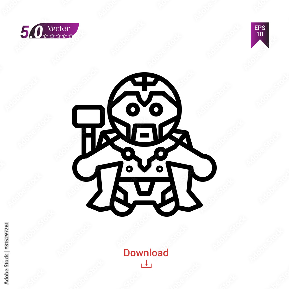 Outline superhero icon vector isolated on white background. Graphic ...