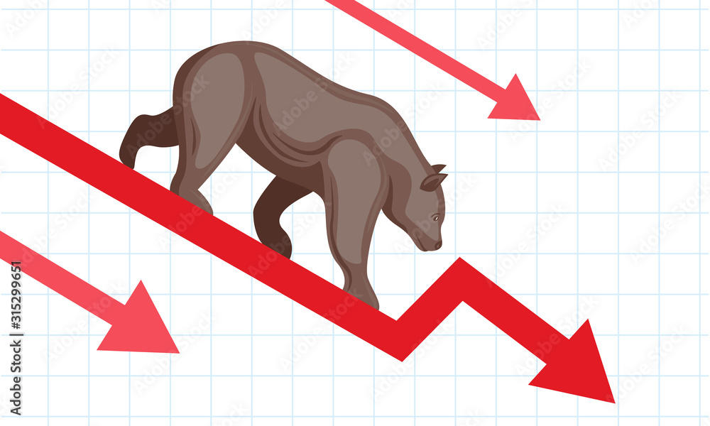 stock market fall with bear vector Stock Vector | Adobe Stock