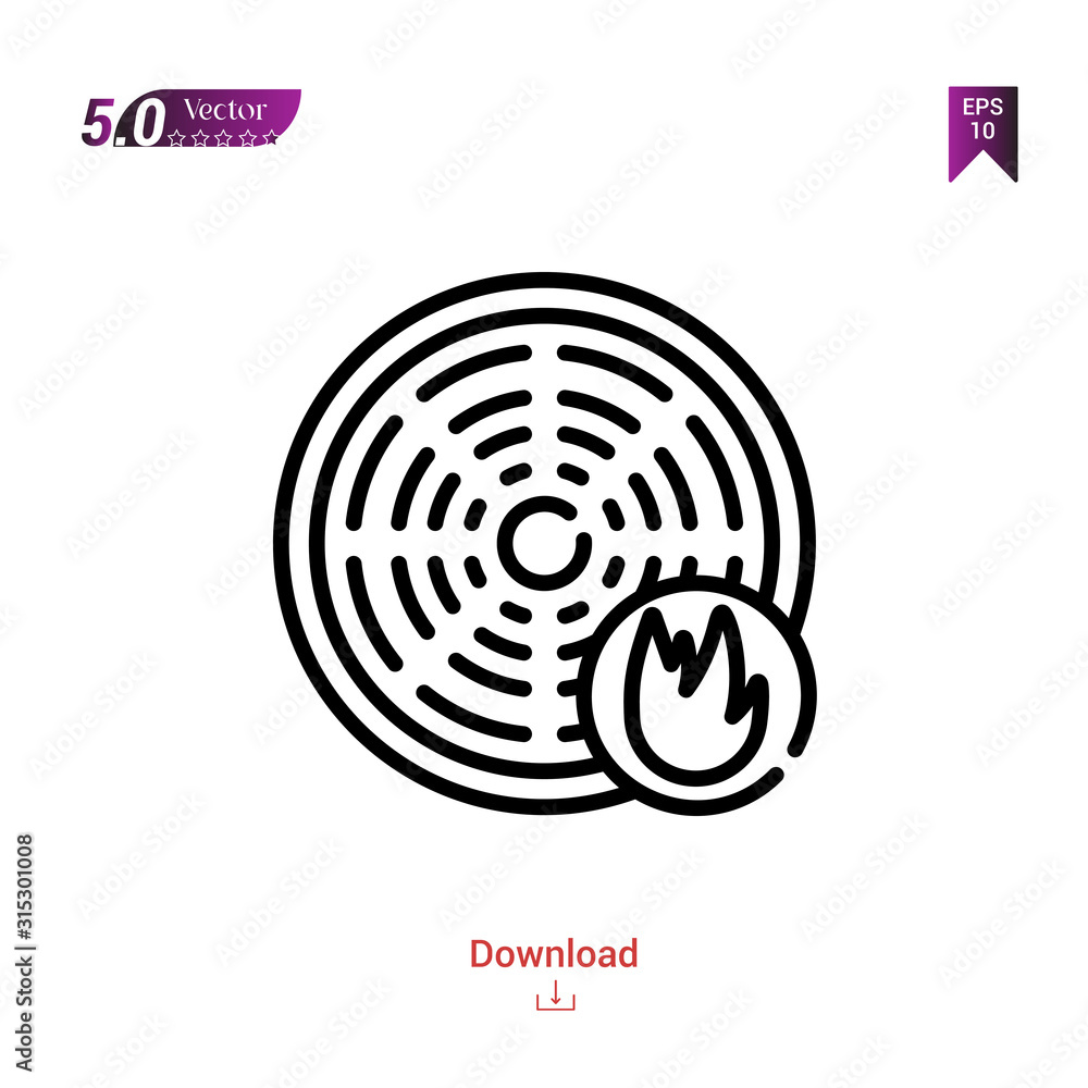 Outline smoke-detector icon vector isolated on white background ...