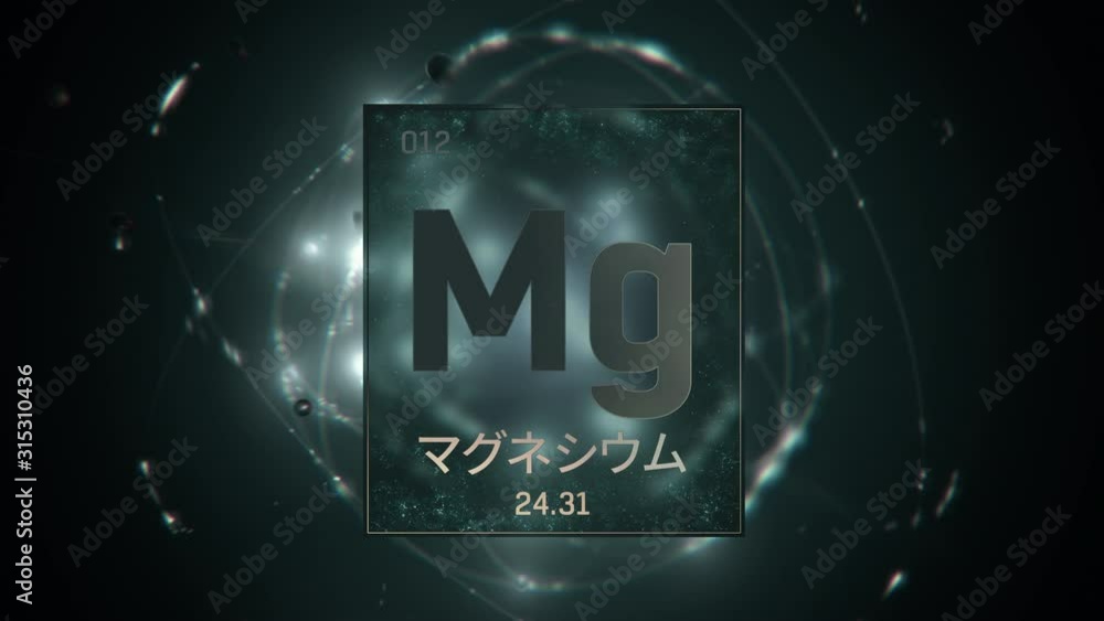 Magnesium as Element 12 of the Periodic Table. Seamlessly looping 3D ...