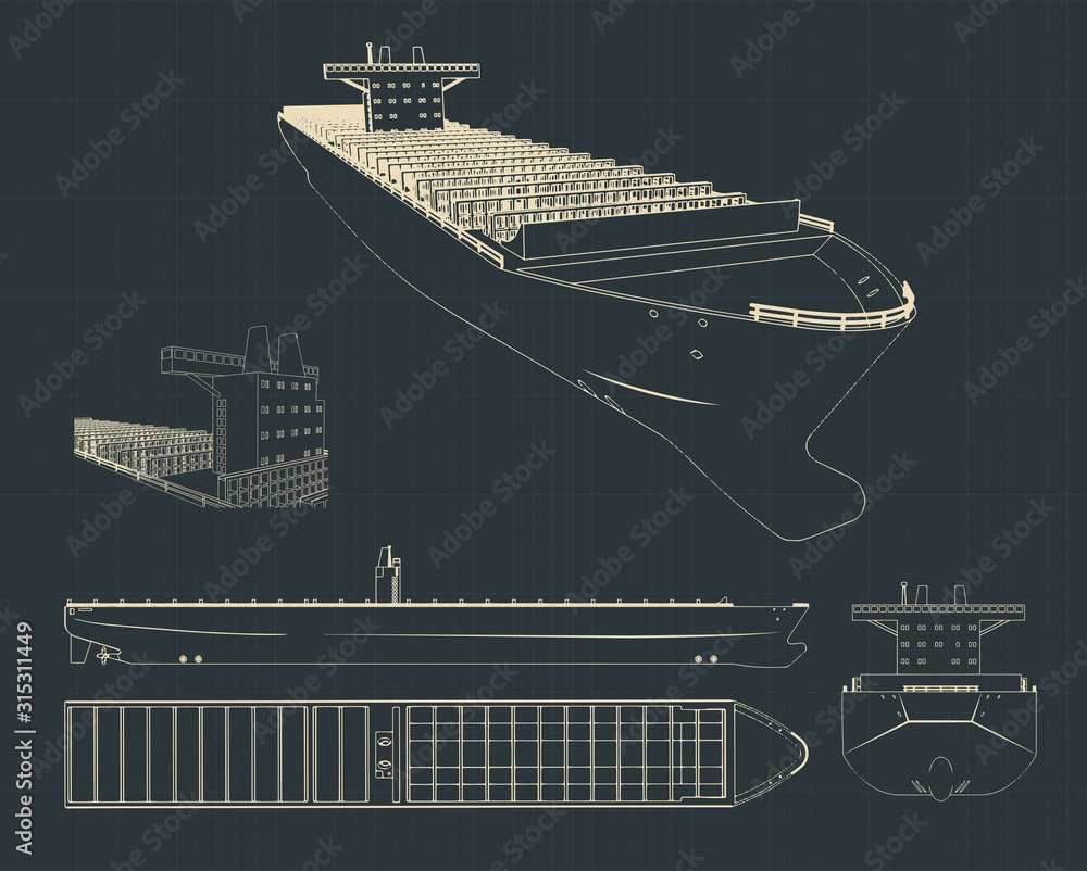 Large container ship Drawings Stock Vector | Adobe Stock