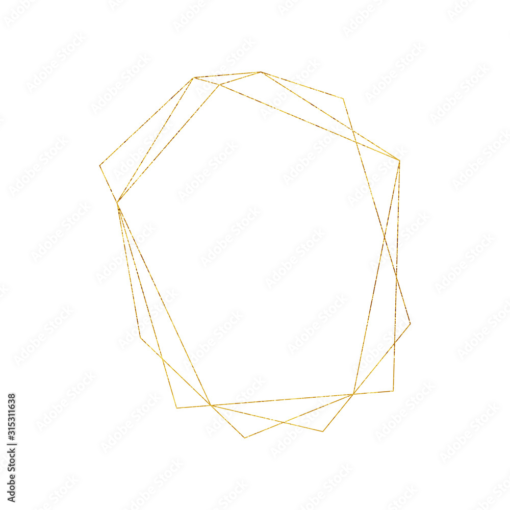 Gold Geometric Crystal Frame with Detailed Vector Foil Texture ...